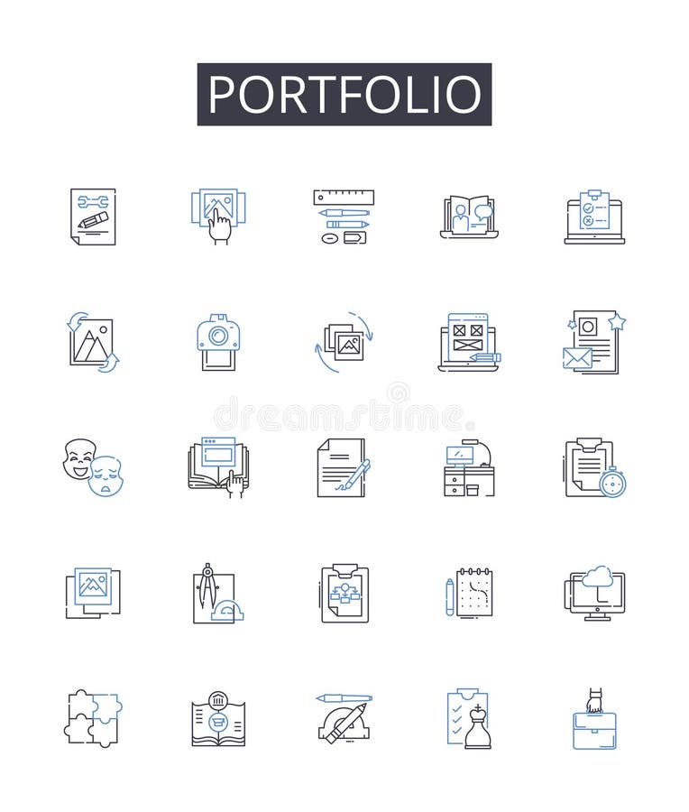 Portfolio Line Icons Collection Collection Compilation Anthology