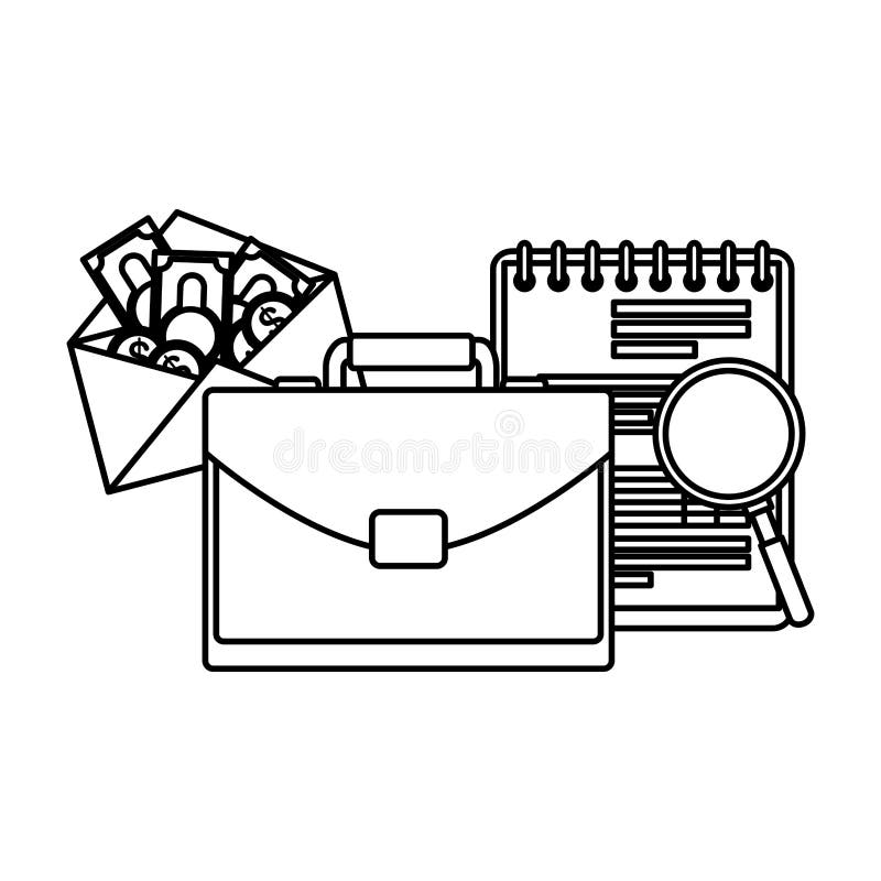 Portfolio with Notepad and Money Stock Vector - Illustration of ...