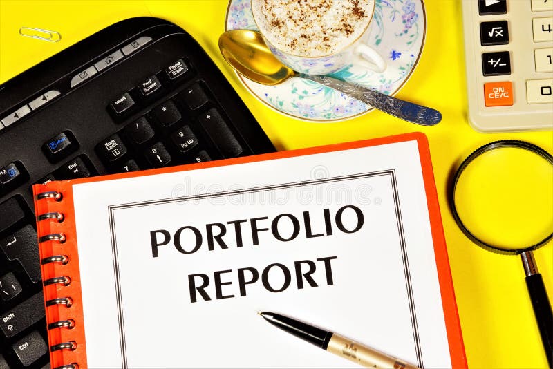 The Portfolio Report. Text Label on the Document Folder Stock Photo ...