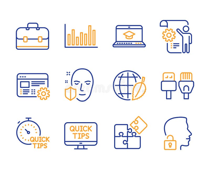 Portfolio, Web Tutorials and Face Protection Icons Set. Quick Tips ...
