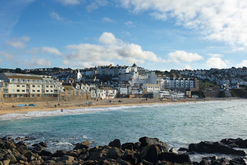 Porthmeor Beach St Ives Cornwall England Agust 27 2022 Stock Image ...