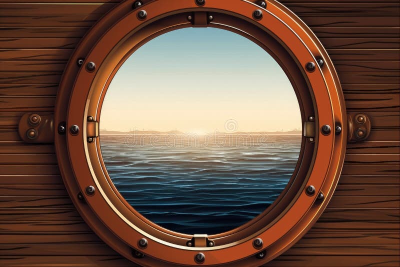 A Porthole Window with a View of the Ocean. Suitable for Travel ...
