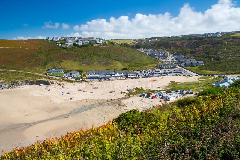 Porthtowan Beach Cornwall stock image. Image of rivers - 25605481