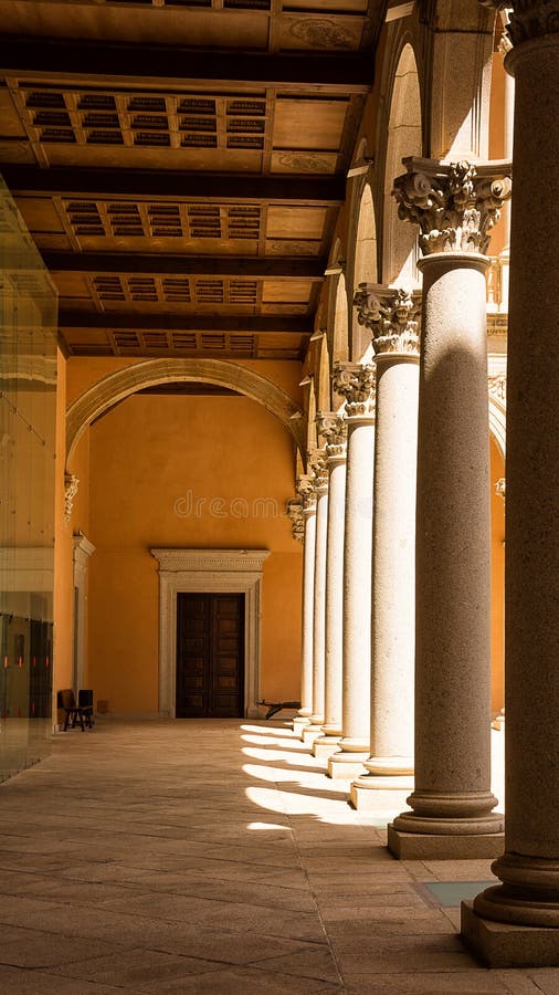Portico with Columns of the Alcazar of Toledo Stock Photo - Image of ...