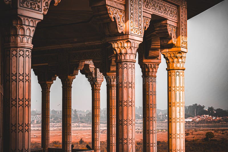 Portico dyed red stock photo. Image of pillar, marble - 380102314