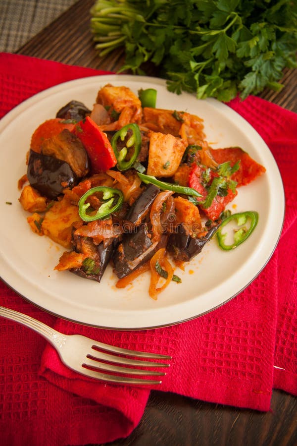 Portion of ajapsandali stock image. Image of vegetable - 70466945