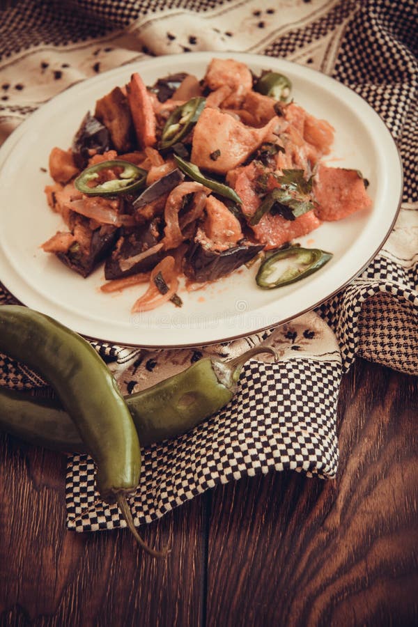 Portion of ajapsandali stock image. Image of basil, ajapsandali - 72964135