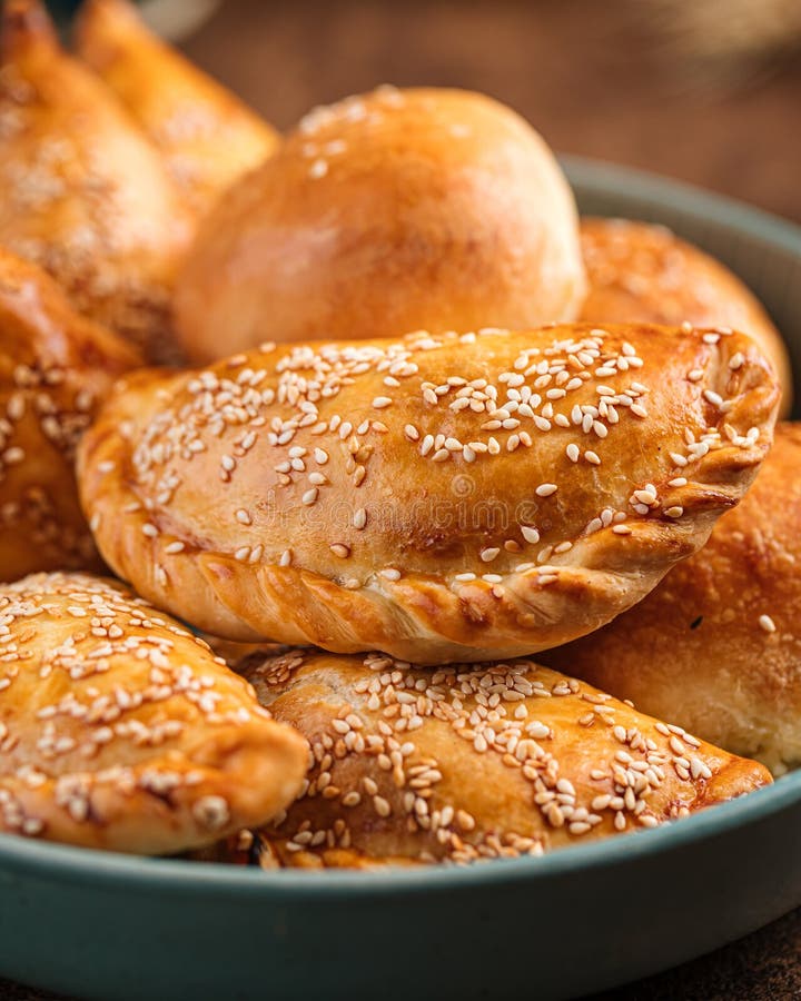 Portion of Assorted Uzbek Baked Samsa Pies Stock Image - Image of dough ...