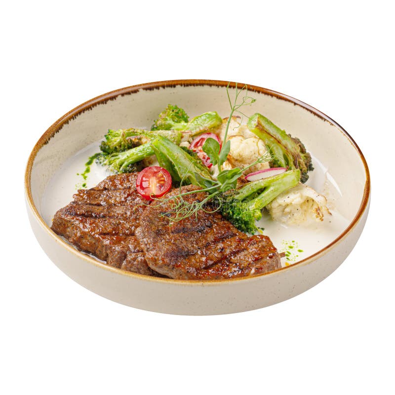 Portion of Beef Steak with Vegetable Salad Stock Photo - Image of ...