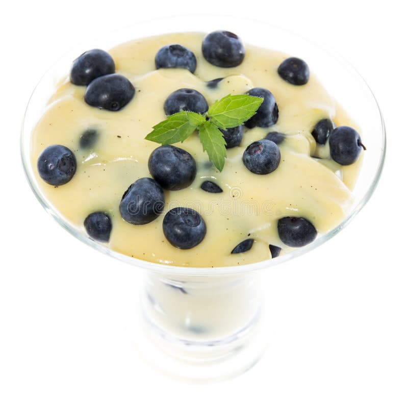 Portion of Pudding (on White) Stock Photo - Image of isolated, fruit ...