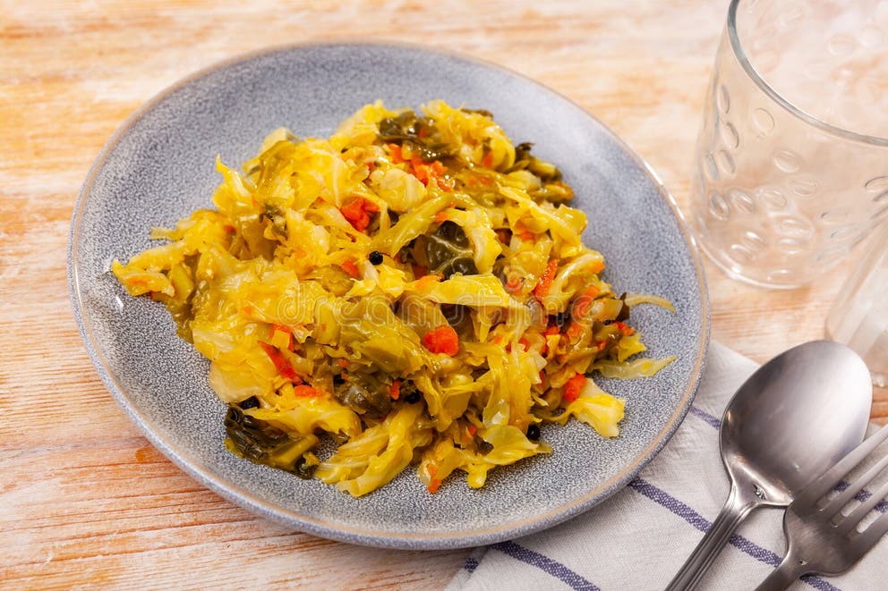 Portion of Braised Cabbage Served on Plate Stock Photo - Image of stew ...