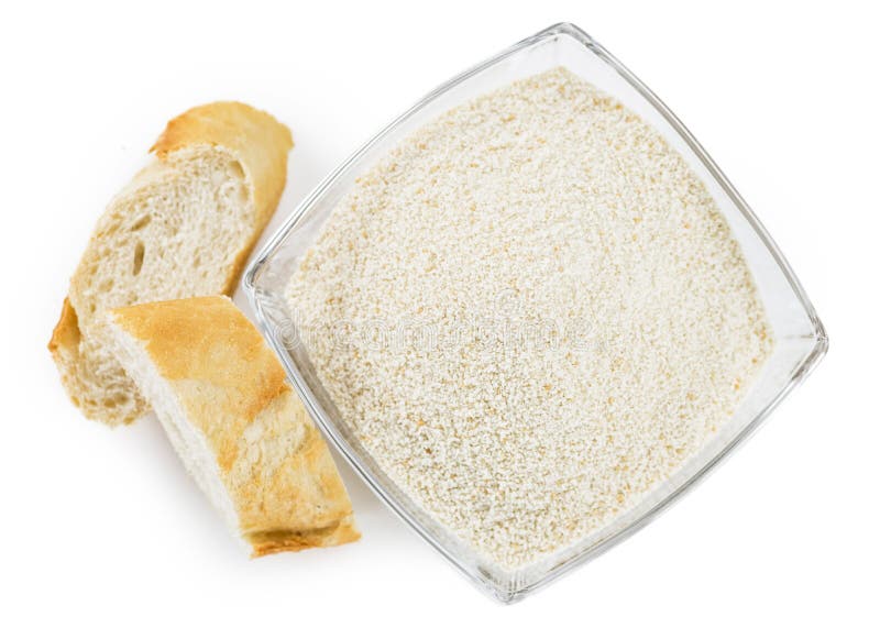 Portion of Breadcrumbs Isolated on White Background Selective Focus ...