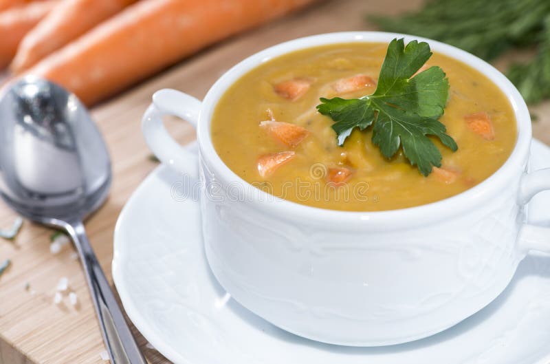 Portion of Carrot Soup stock image. Image of lunch, spoon - 30683701