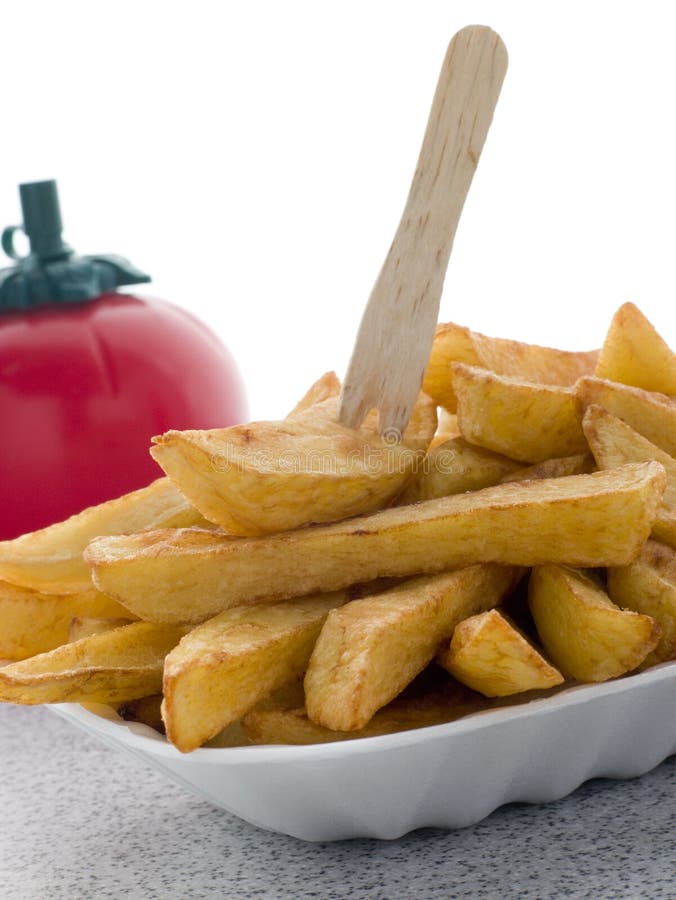 Portion of Chips with Ketchup Stock Photo - Image of fastfood, lunch ...