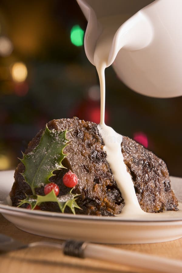 Christmas Pudding with a Brandy Flambe Stock Photo - Image of cooking ...