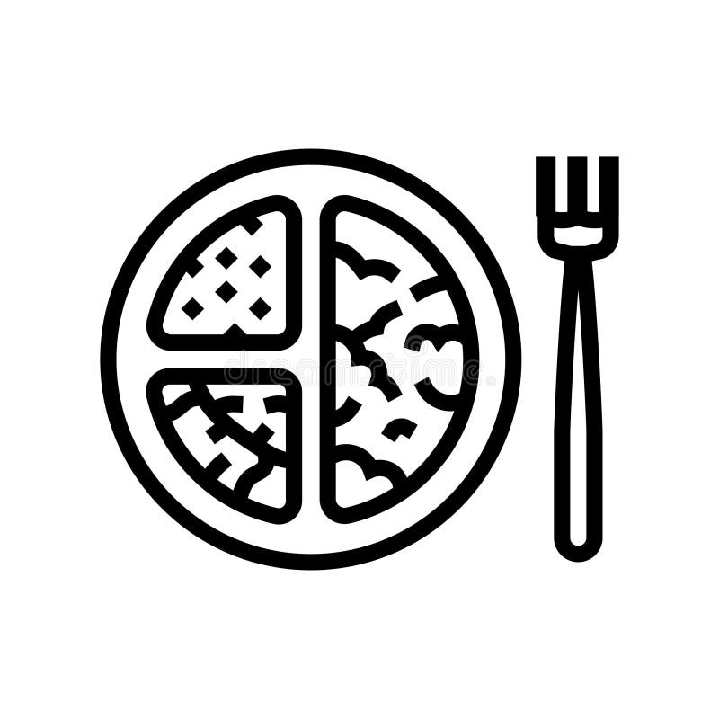 Portion Control Obesity Overweight Line Icon Vector Illustration Stock ...