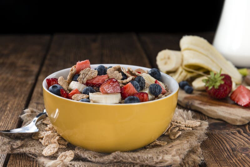 Portion of Cornflakes with Fresh Fruits Stock Image - Image of diet ...