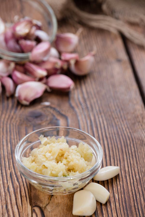Portion of Crushed Garlic stock image. Image of healthy - 48643507