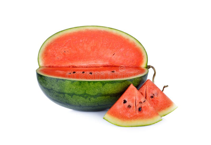Portion Cut Red Watermelon on White Background Stock Photo - Image of ...