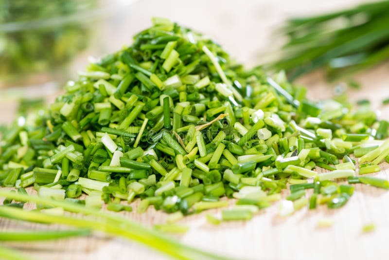 Portion of cutted Chive stock image. Image of seasonal - 38632393