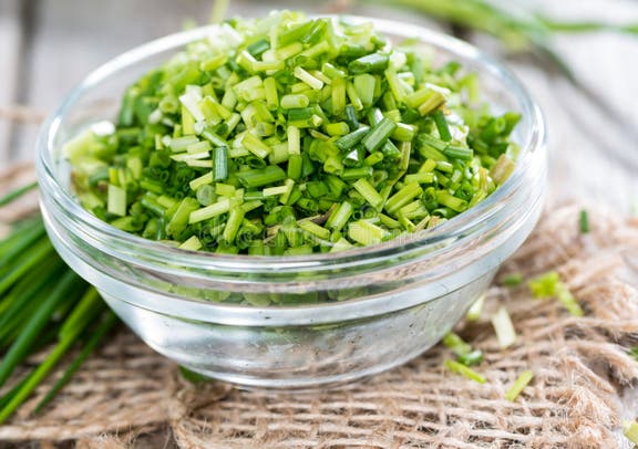 Portion of cutted Chive stock image. Image of season - 39945855