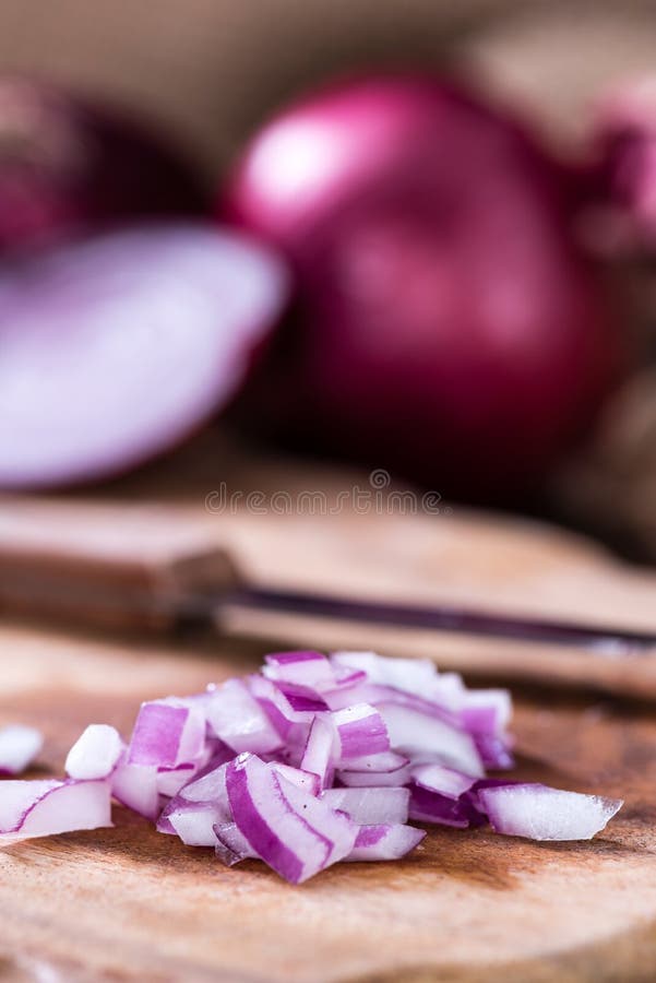 Portion of Diced Red Onions Stock Photo - Image of macro, cube: 60271306