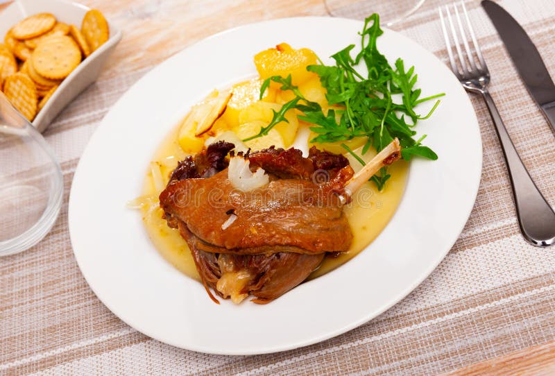 Portion of Duck Confit on Table Stock Photo - Image of confit, cooked ...