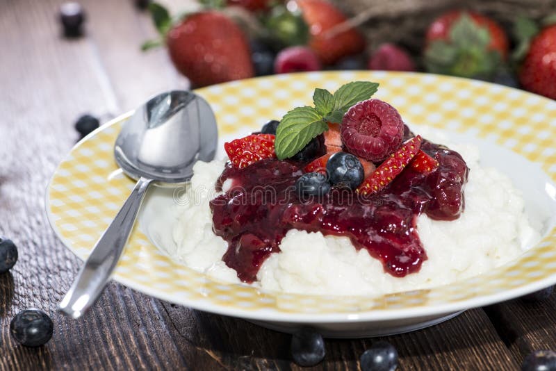 Portion of Fruity Rice Pudding Stock Photo - Image of cuisine, close ...