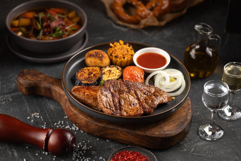 Portion of German Grilled Pork Meat Stock Image - Image of restaurant ...