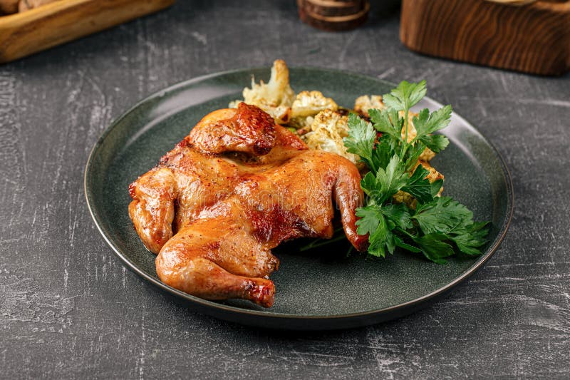 Portion of Gherkin Chicken with Vegetables Stock Image - Image of ...