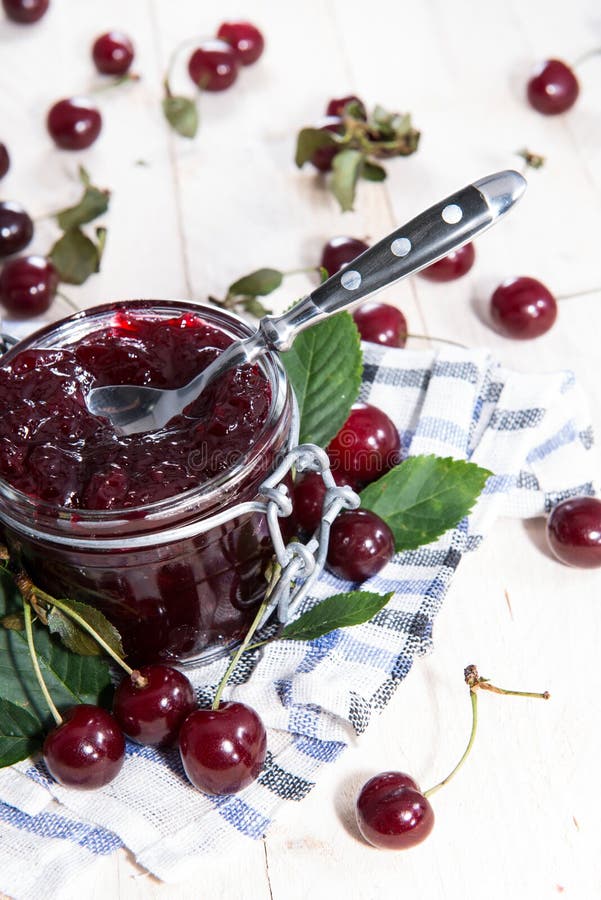 Portion of Homemade Cherry Jam Stock Image - Image of group, tasty ...