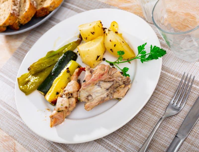 Portion Just Cooked Rabbit Vegetables Stock Photos - Free & Royalty ...