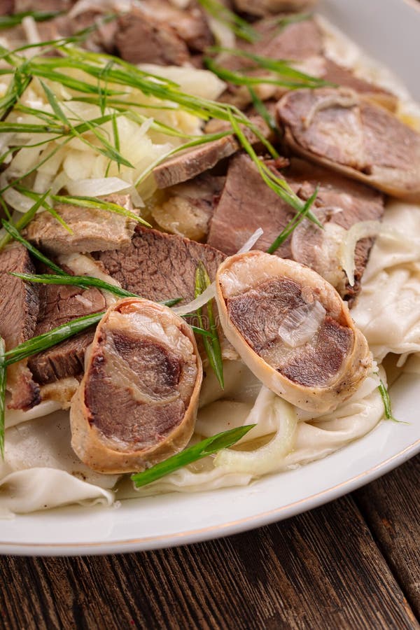 Portion of Kazakh Dish Beshbarmak Stock Photo - Image of delicious ...