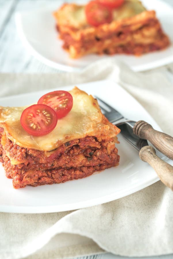 Portion Of Lasagne With Bolognese And Cheese Stock Photo - Image of ...