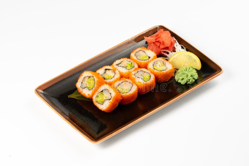 A Portion of Maki Sushi with an Assortment of Japanese Side Dishes in a ...