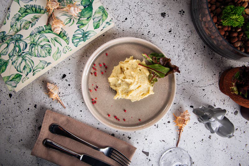 Portion of Mashed Potato Garnish Stock Image - Image of portion ...