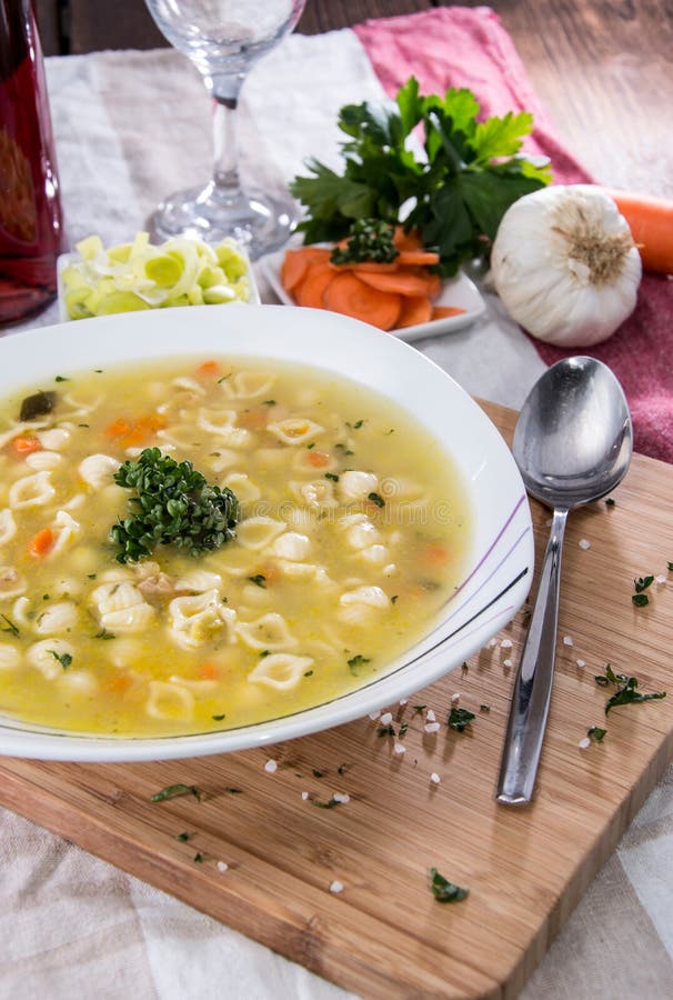 Portion of Noodle Soup stock image. Image of homemade - 33121173