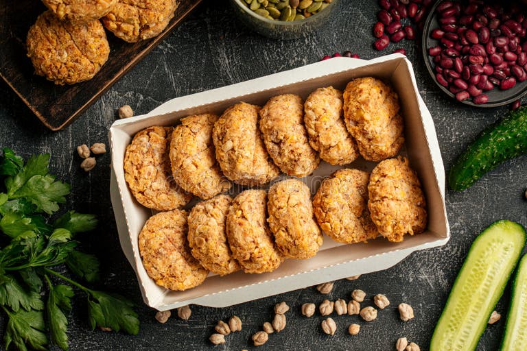 Portion of Packed Vegetarian Cutlets in Box Stock Photo - Image of ...
