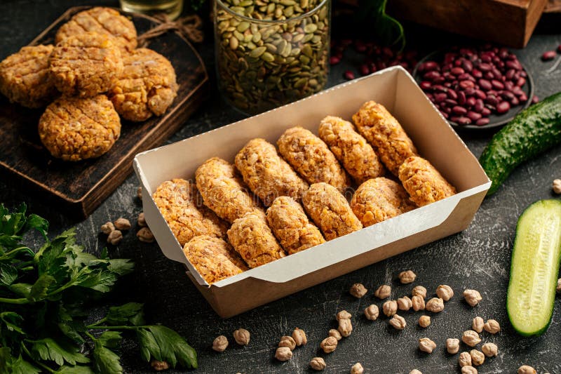 Portion of Packed Vegetarian Cutlets in Box Stock Photo - Image of ...