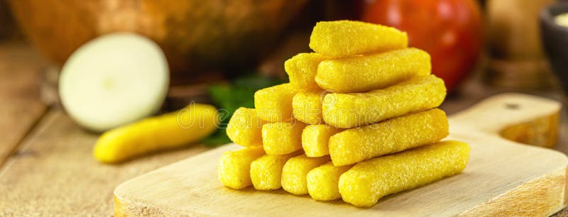 Portion of Polenta, Fried Sticks Typical of Brazil, Made from Corn ...
