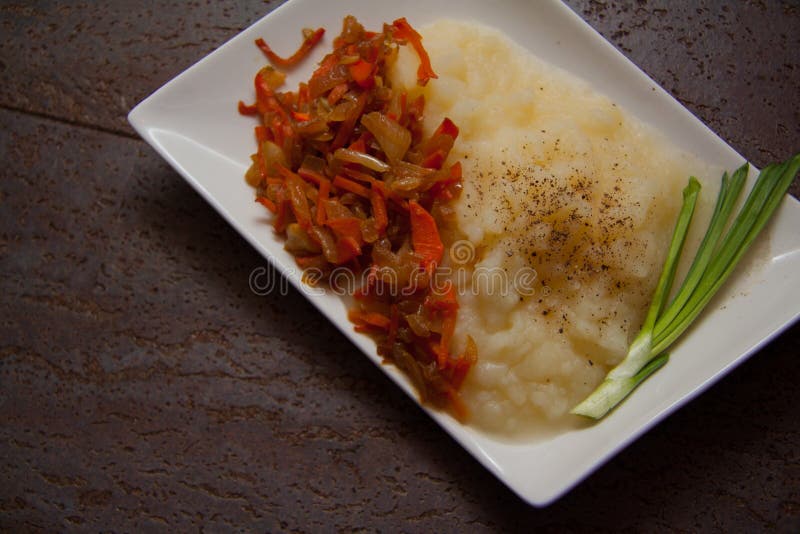 Portion of potato mash stock photo. Image of puree, dinner - 65159982