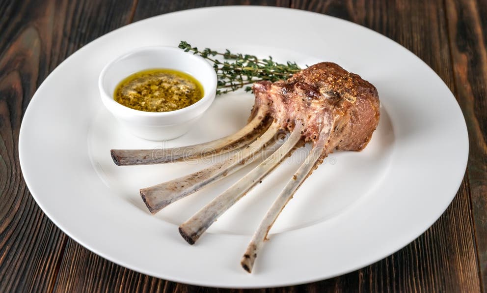 Portion of rack of lamb stock image. Image of loin, closeup - 208350607