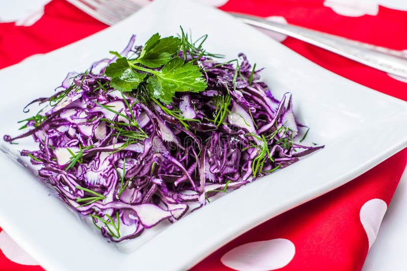 Portion of Red and Parsley Coleslaw on White Stock Image - Image of ...