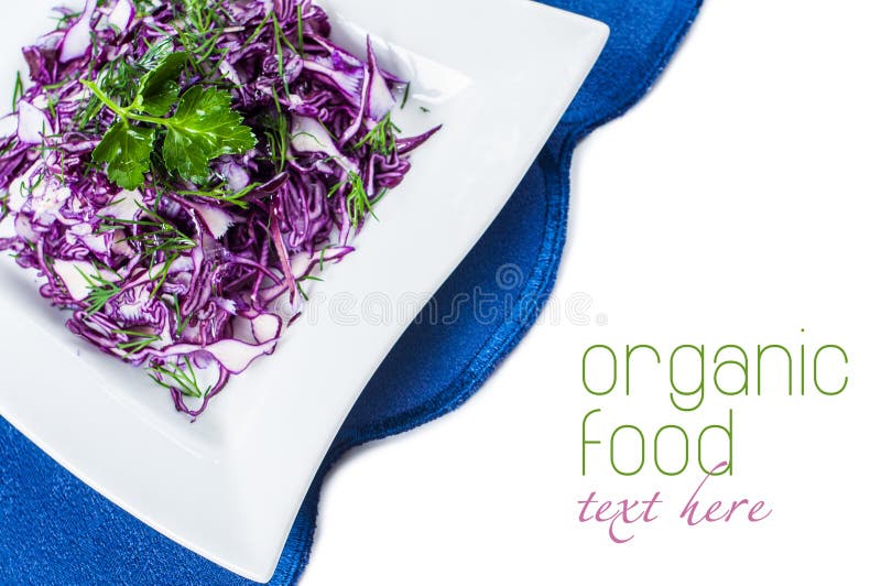 Portion of Red and Parsley Coleslaw on White Background. Isolated ...