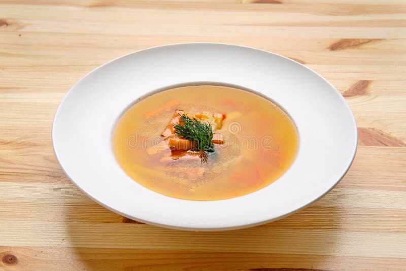 Portion of salmon soup stock photo. Image of nutrition - 191836504