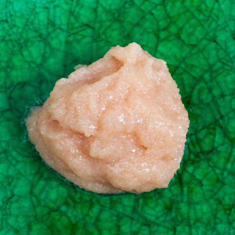 Portion of Salty Caviar of Cod Fish on Green Plate Stock Photo - Image ...