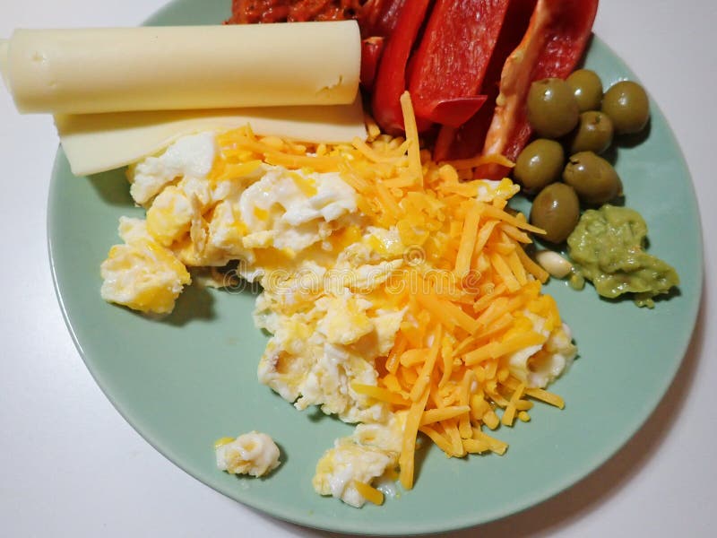 Portion of Scrambled Eggs with Vegetables Stock Photo - Image of ...