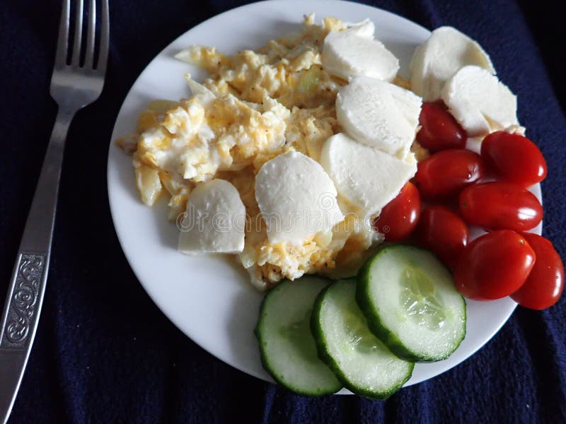 Portion of Scrambled Eggs with Vegetables Stock Photo - Image of fresh ...