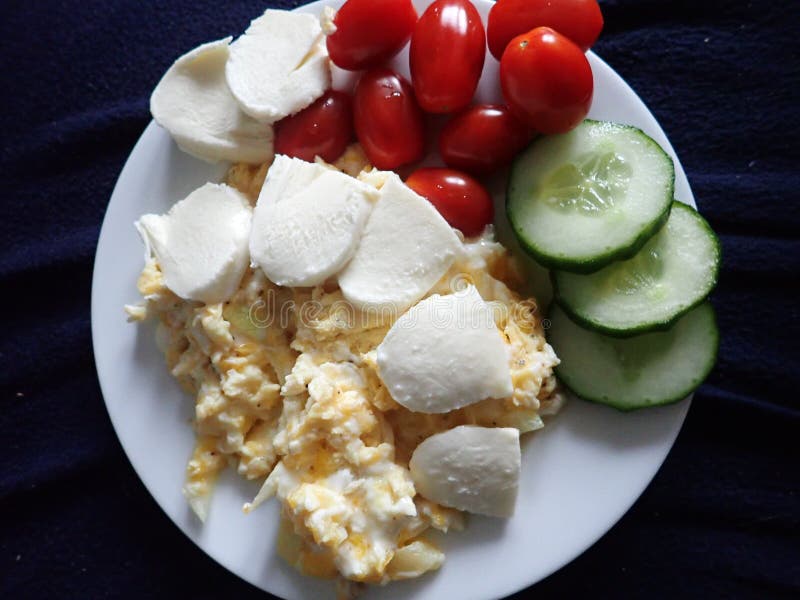 Portion of Scrambled Eggs with Vegetables Stock Photo - Image of ...