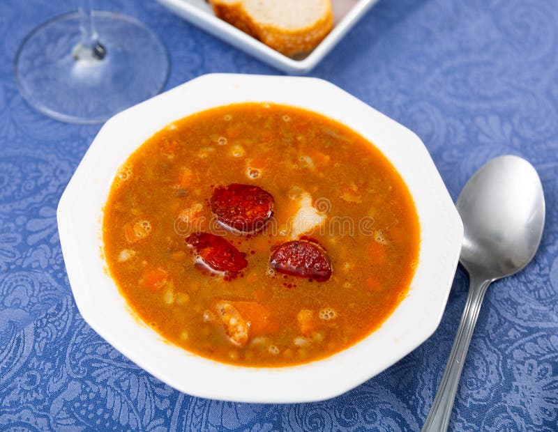 Portion of Sopa De Lentejas, Spanish Lentil Soup Stock Image - Image of ...